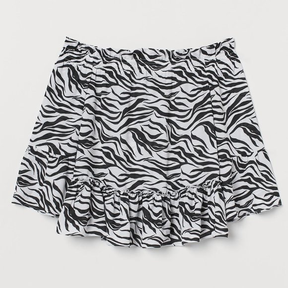 H&M | Tops | Hm Zebra Print Offtheshoulder Blouse Ruffle Peplum Bottom ...
